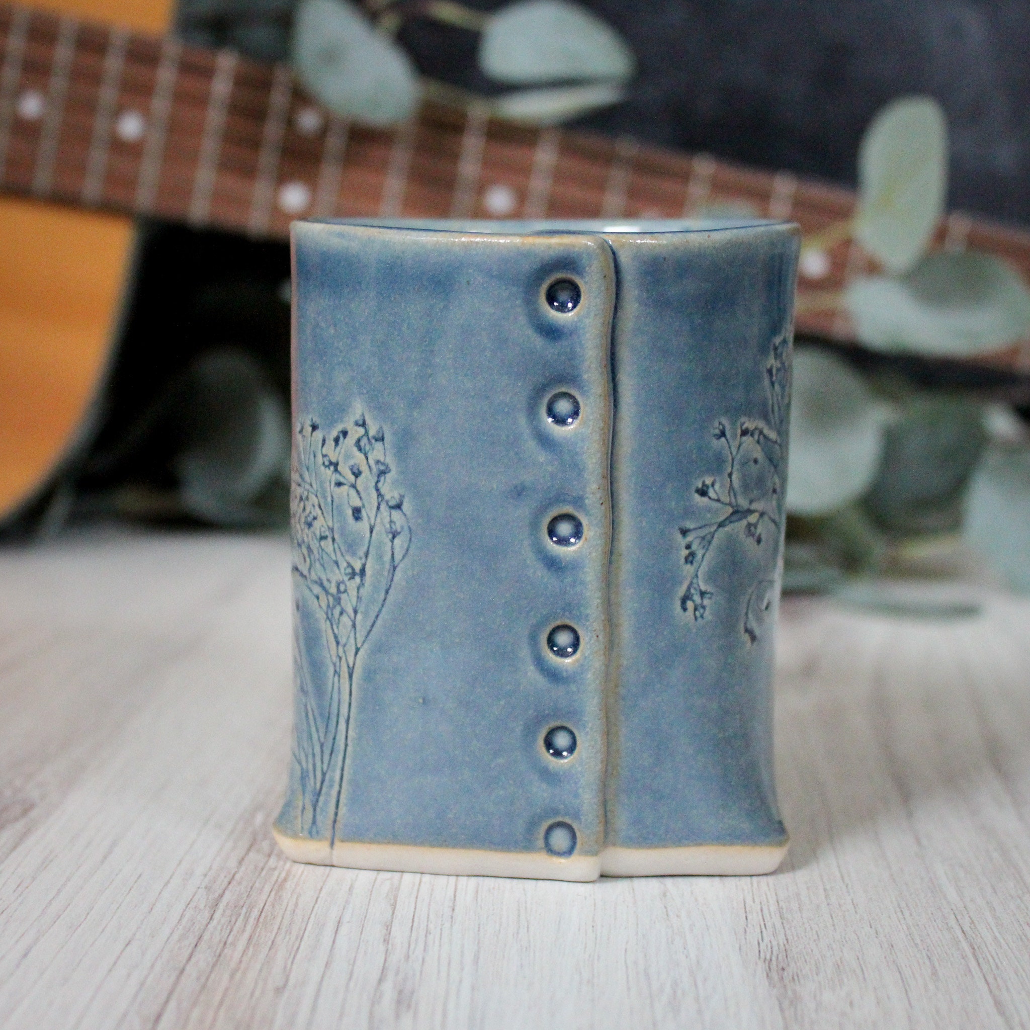 Blue Floral Mug, Handmade Mug, Boho Kitchen Mug, Farmhouse Kitchen Mug ...