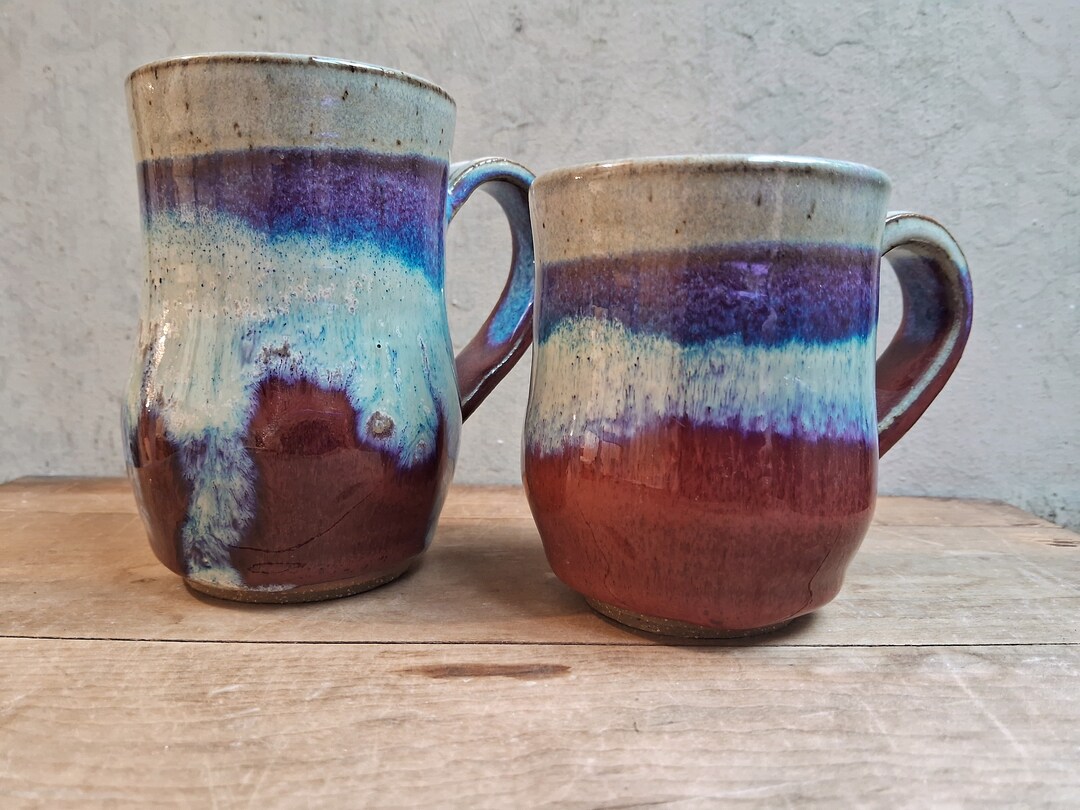 Red, White, Blue & Purple Mugs | Handmade Pottery - Etsy