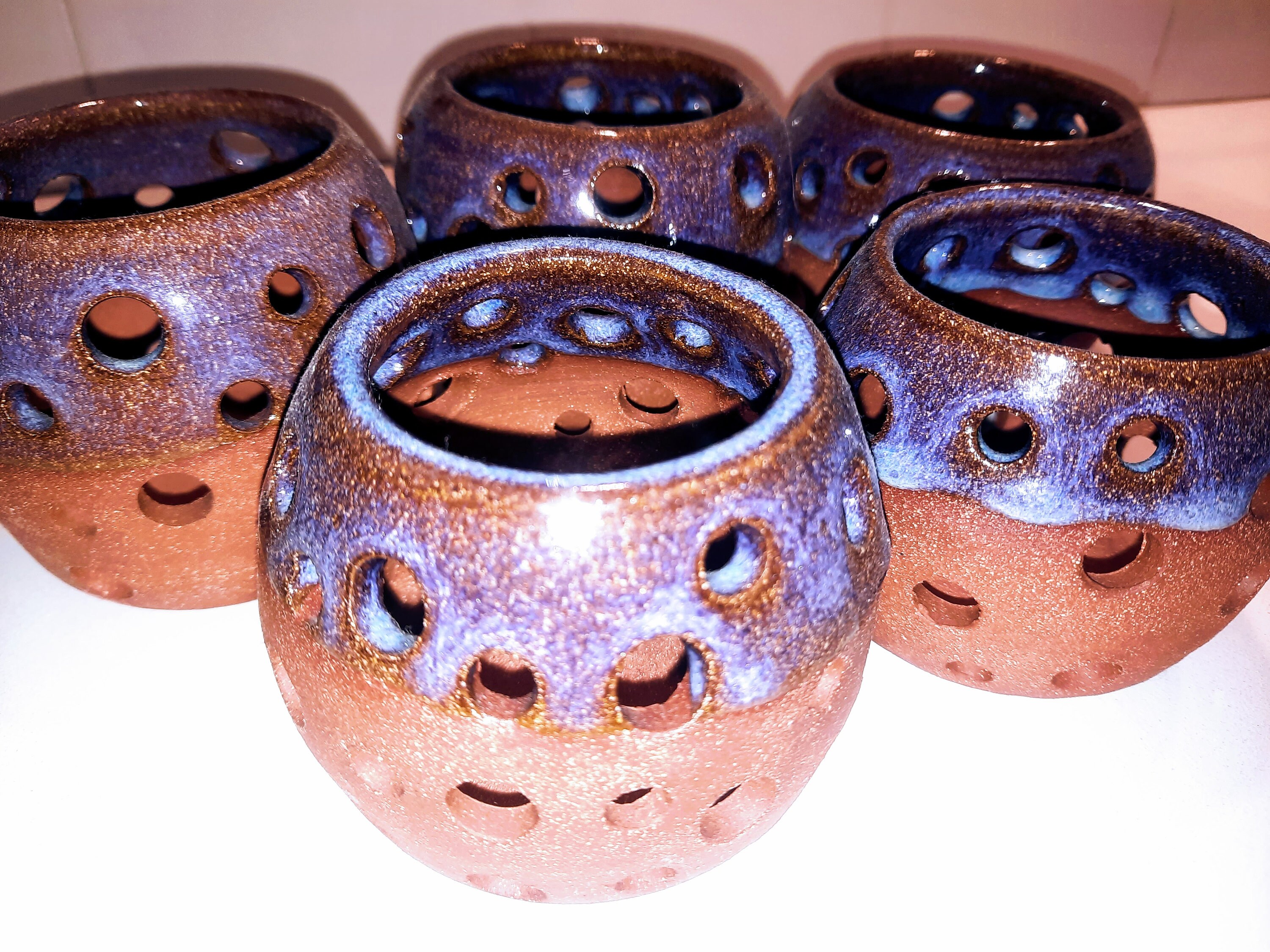 Handmade, Ceramic, Tea Light Candle Holder Lantern, Luminary With ...