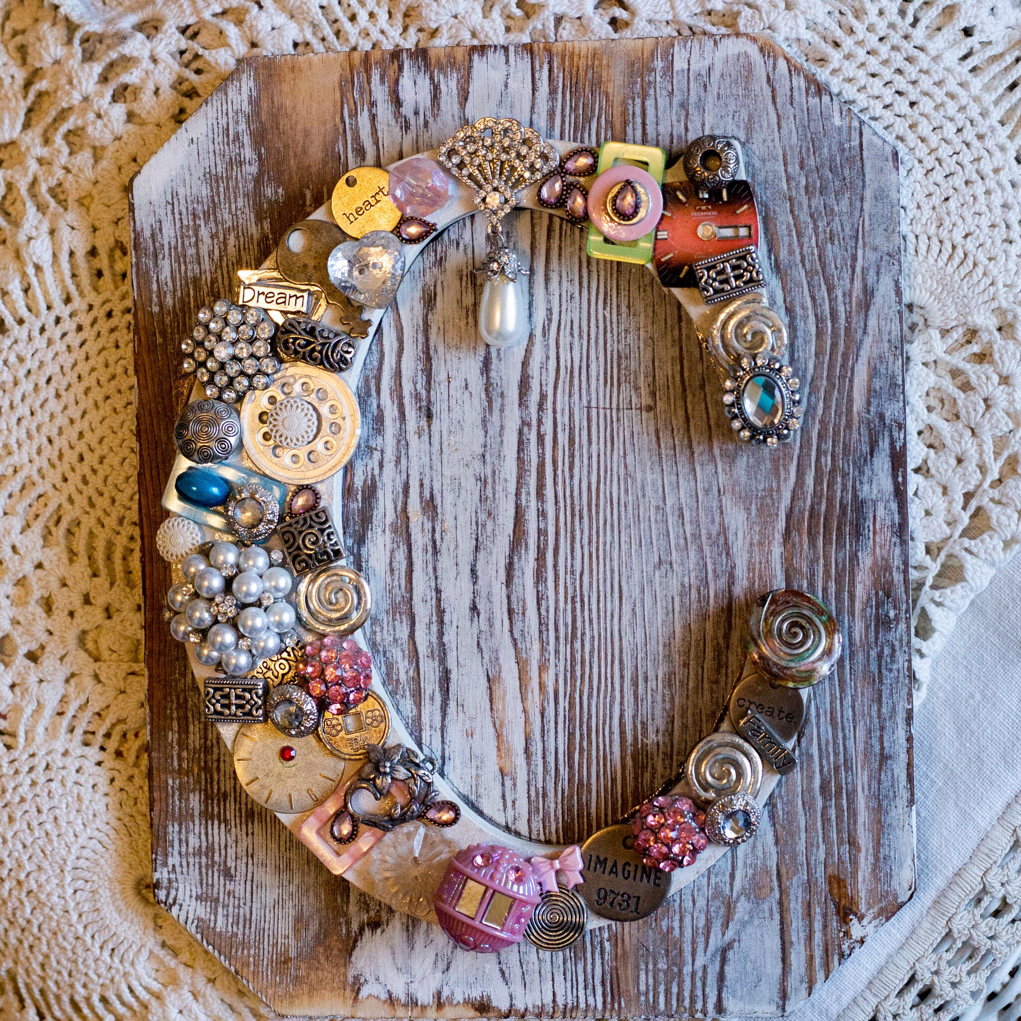 Vintage Bejeweled Letter on 12"x12" Corrugated, Aluminum - Etsy