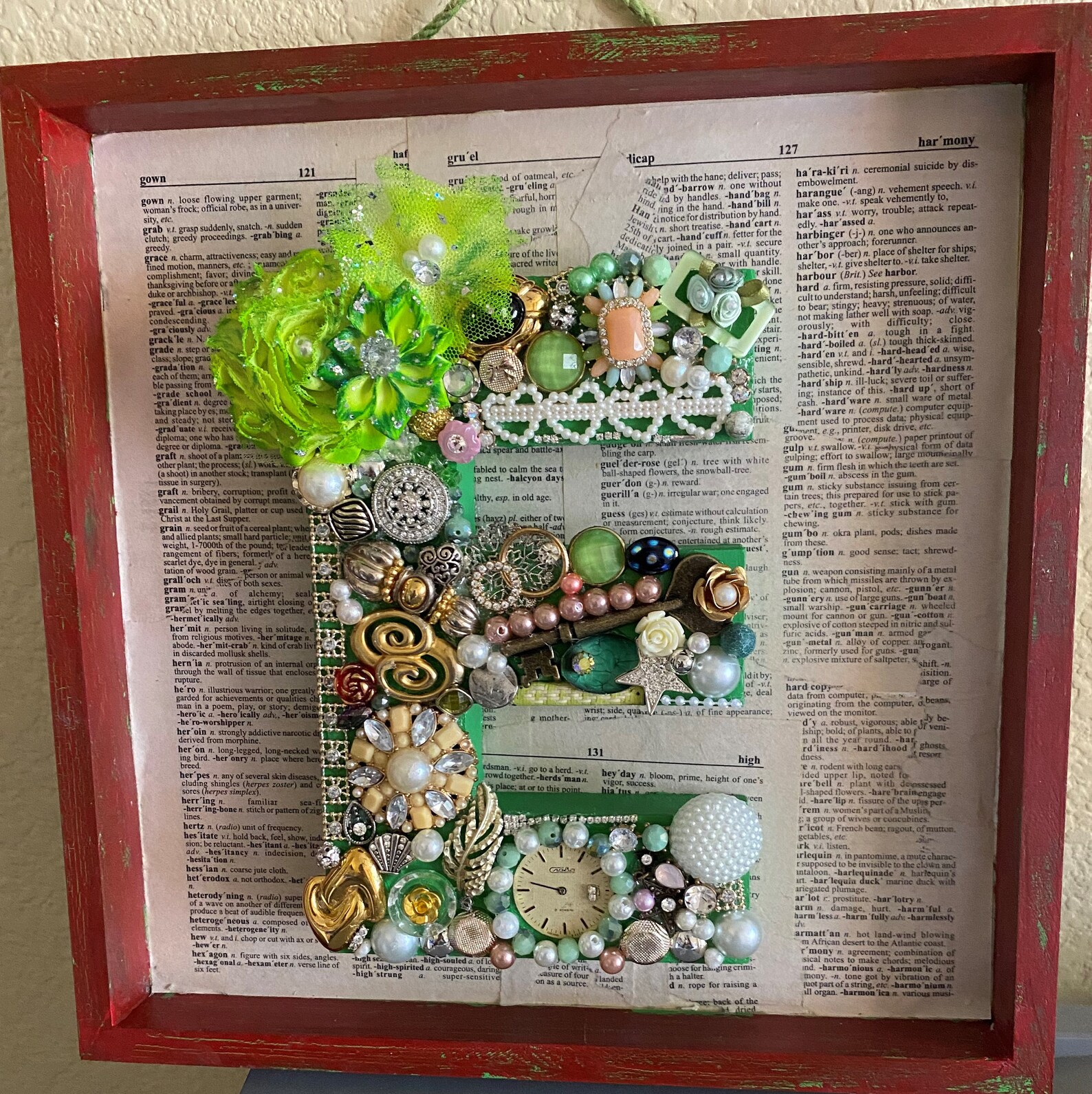 Vintage Bejeweled Letter on 8"x10" Plaque - Etsy
