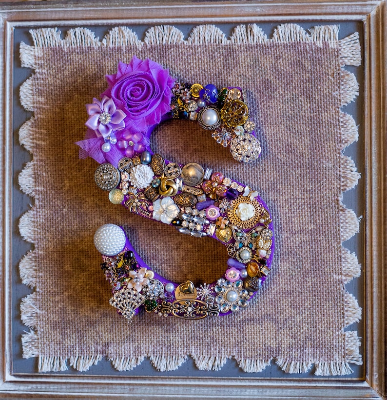 Vintage Bejeweled Letter on 8"x10" Plaque - Etsy
