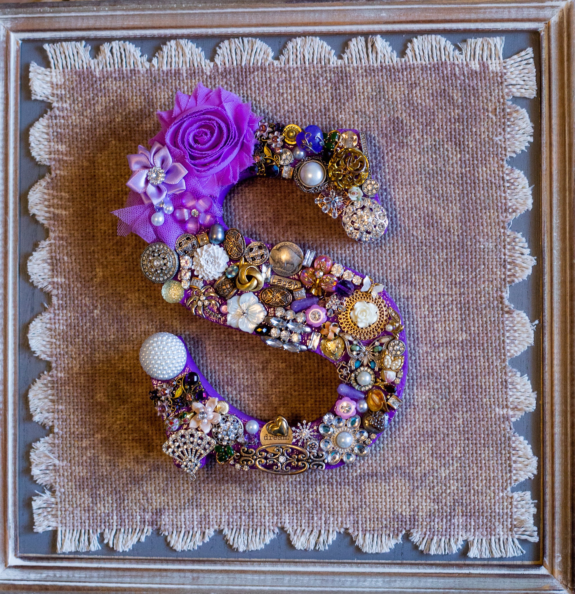 Vintage Bejeweled Letter on 12"x12" Corrugated, Aluminum - Etsy