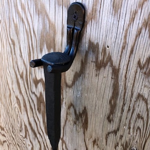 Metal Hook Hand Forged Iron - Fire Poker Hanger - Railroad Spike Handle ...