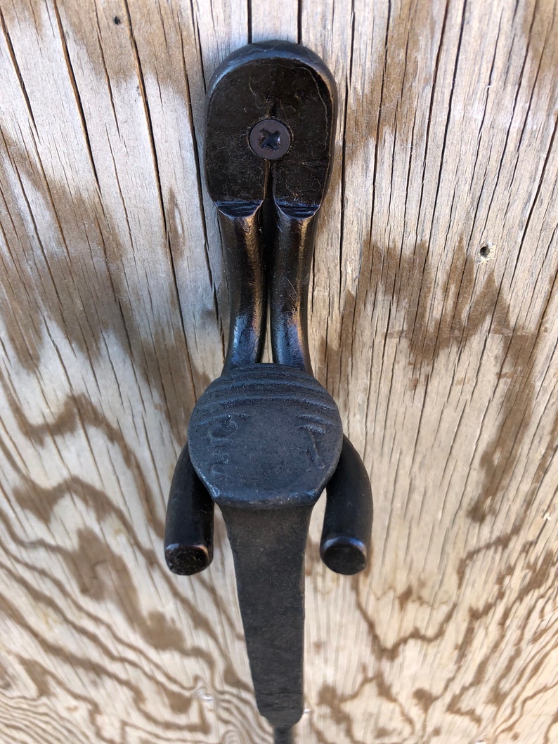 Metal Hook Hand Forged Iron - Fire Poker Hanger - Railroad Spike Handle ...