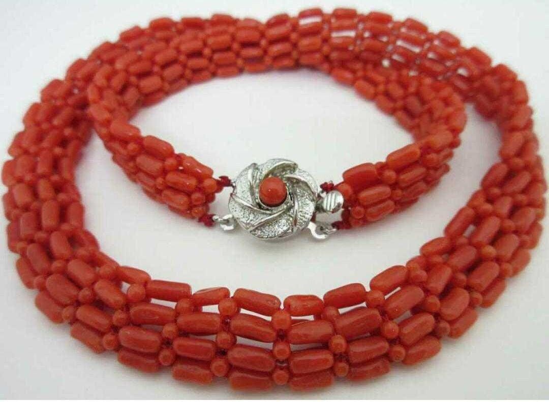 Red Coral Necklace / Natural Red Coral Necklace/ Japanese Genuine Coral ...