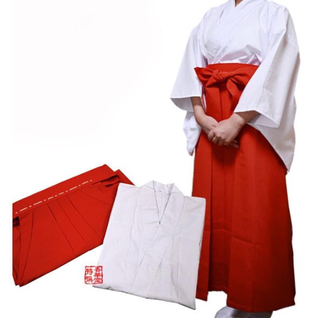Authentic Miko Hakama & Kimono Set/ NEW/ Traditional Authentic Miko Costume/ Red Hakama - Etsy