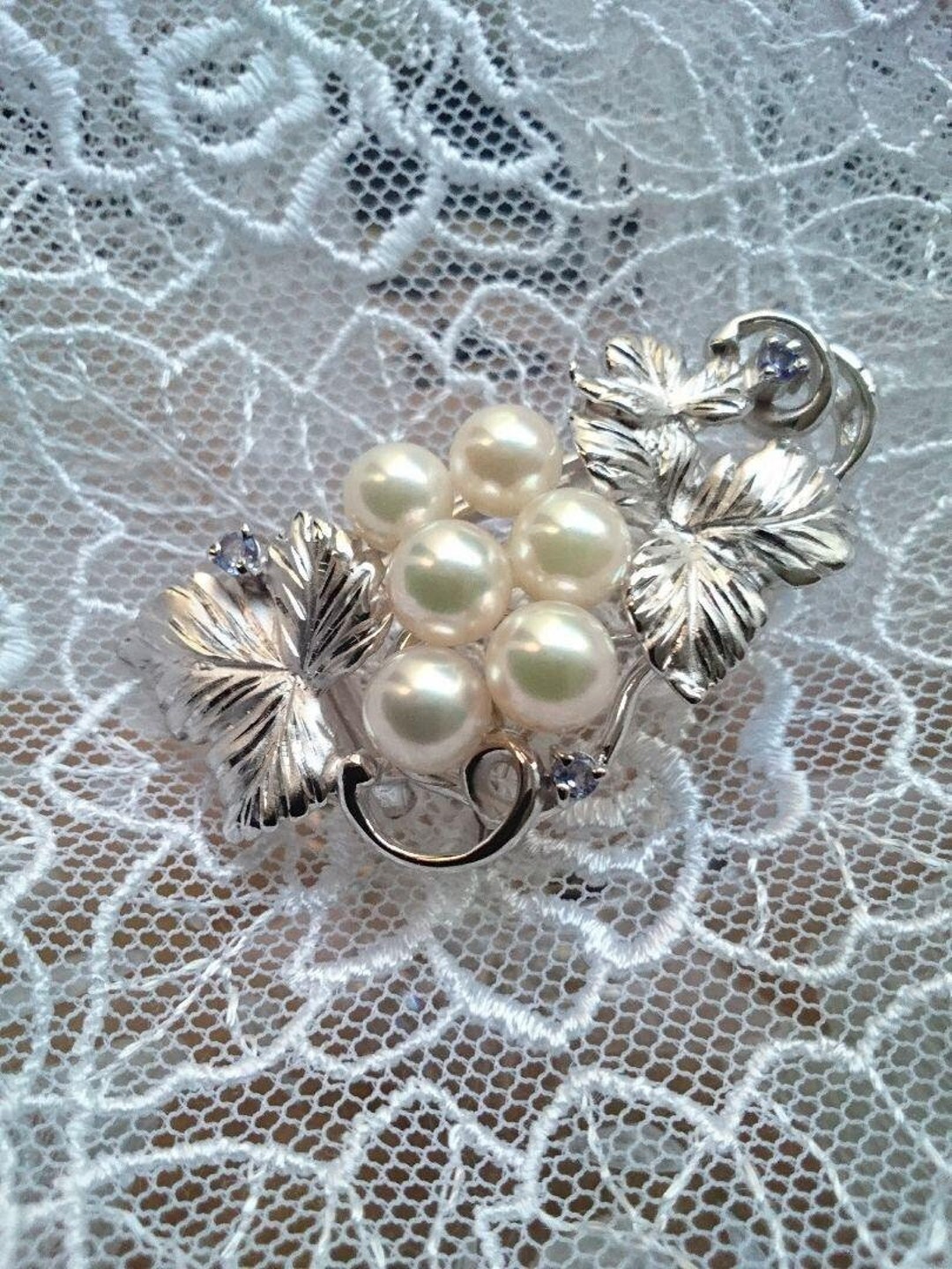 Akoya Pearl Brooch, Obidome, Kimono Obi Dome, Vintage Natural Genuine ...