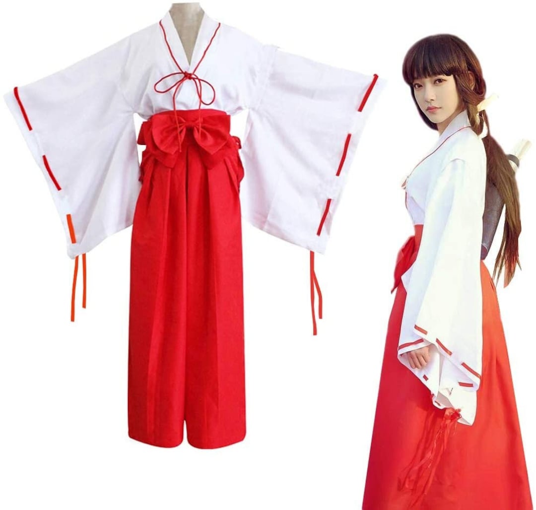 Shrine Maiden/ Japanese Hakama & Kimono Set / M, L Size/ MIKO Costume ...