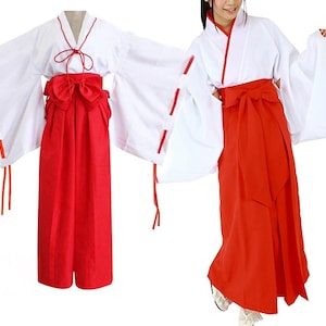 Japanese Hakama & Kimono Set / Shrine Maiden/ MIKO Cosplay/ SAMURAI ...