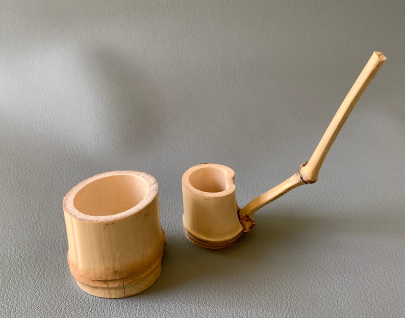 Japanese Bamboo Ladle HISHAKU & Sake Cup/ Bamboo Sakazuki/ - Etsy