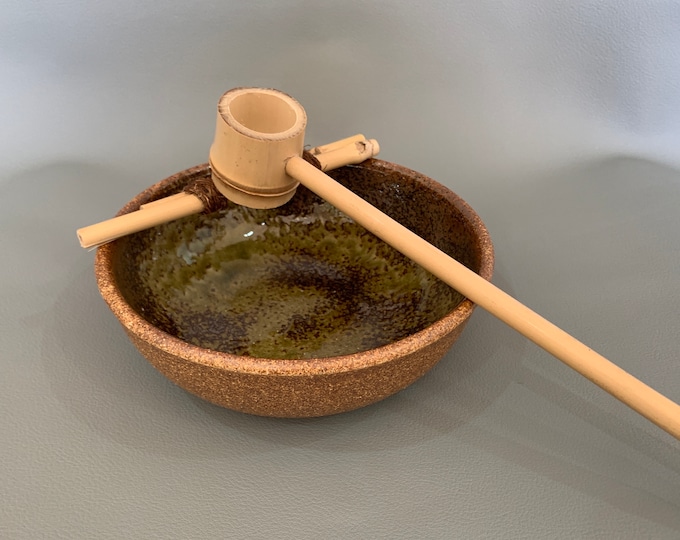 Japanese Bamboo Ladle HISHAKU/ Tsukubai/ Shrine Hishaku/ Shigaraki Ware ...