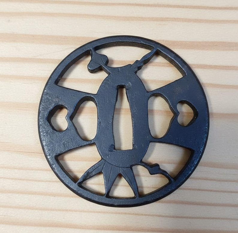 Antique Japanese Iron Tsuba, Samurai Sword Hand Guard, Edo Era - Etsy UK