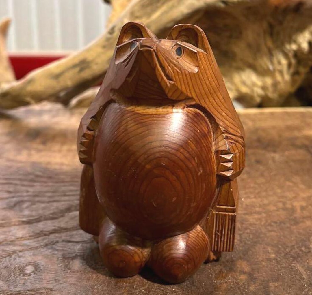 Tanuki Statue/ Japanese Wooden Tanuki/ Kawaii Racoon Dog / Kokeshi/ 0418b - Etsy