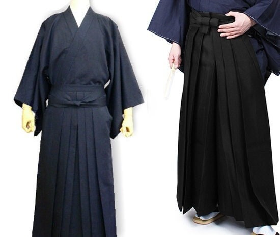 Men's Black Hakama Kimono Set: Umanori Samurai Costume - Etsy