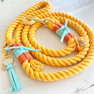 Sunshine Yellow Cotton Rope Dog Leash, Rope Dog Leash, Yellow Dog Leash ...