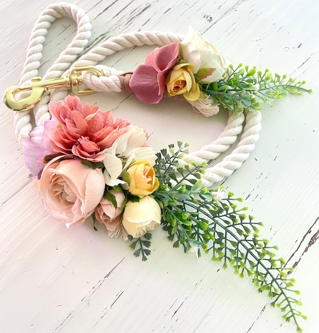 Blush Soft Yellow and Lavender Rope Leash for Wedding, Engagement ...