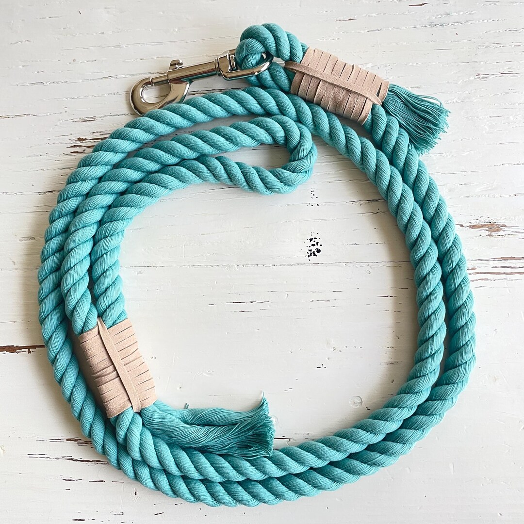 Dark Teal Cotton Rope Dog Leash, Teal Rope Leash, Cotton Rope Leash ...