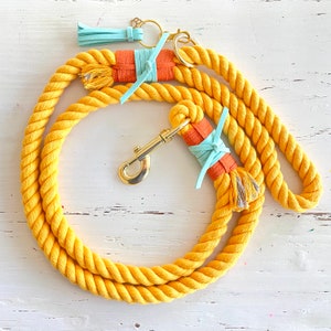 Sunshine Yellow Cotton Rope Dog Leash, Rope Dog Leash, Yellow Dog Leash ...