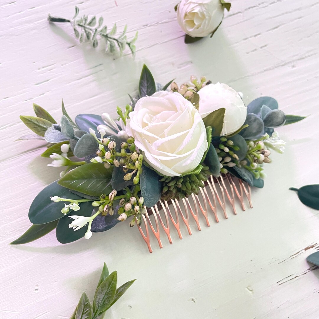 Eucalyptus Bridal Hair Comb, Wedding Greenery Comb, Lambs Ear Bridal ...