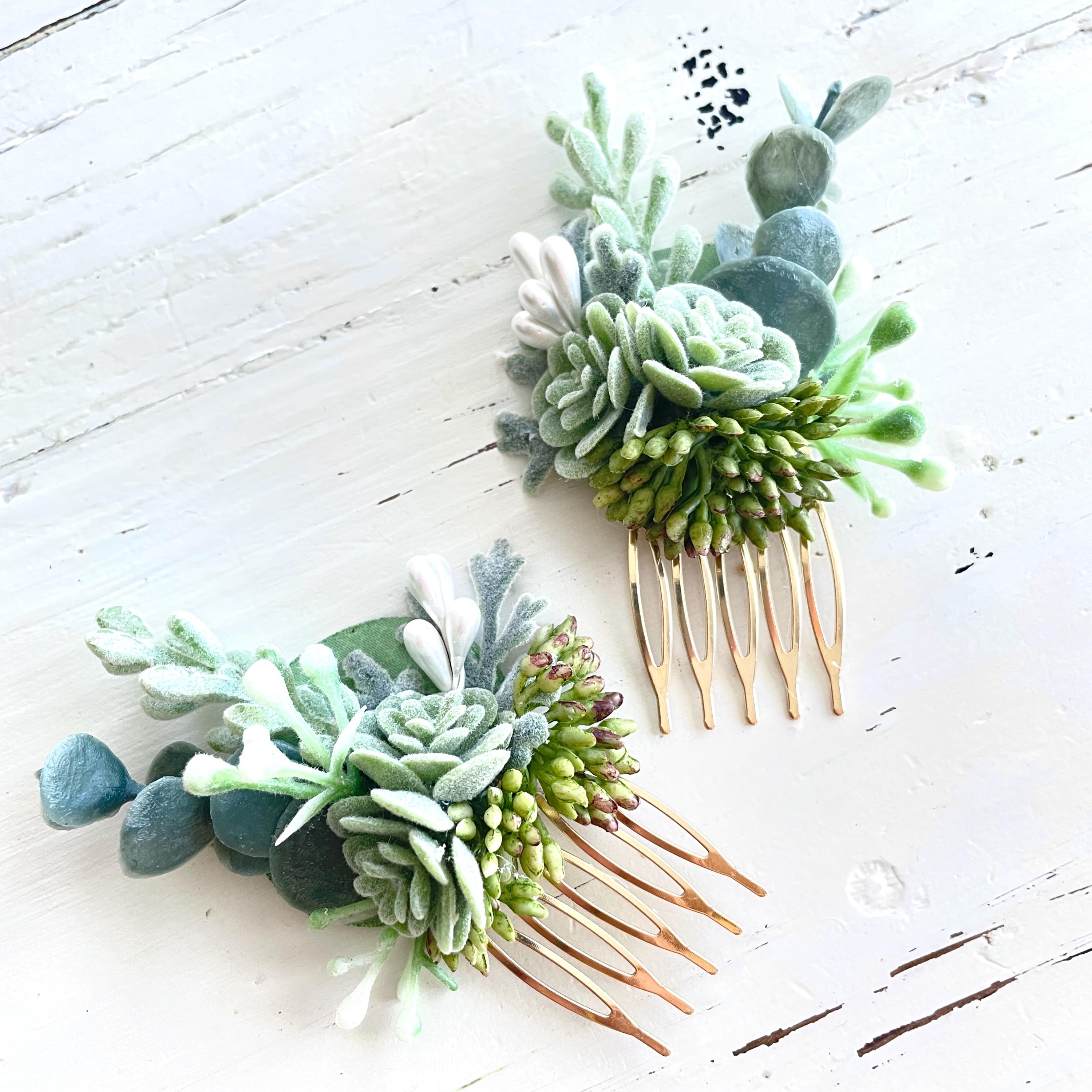 Succulent Greenery Hair Pins for Bride, Greenery Hair Pins for Brides ...