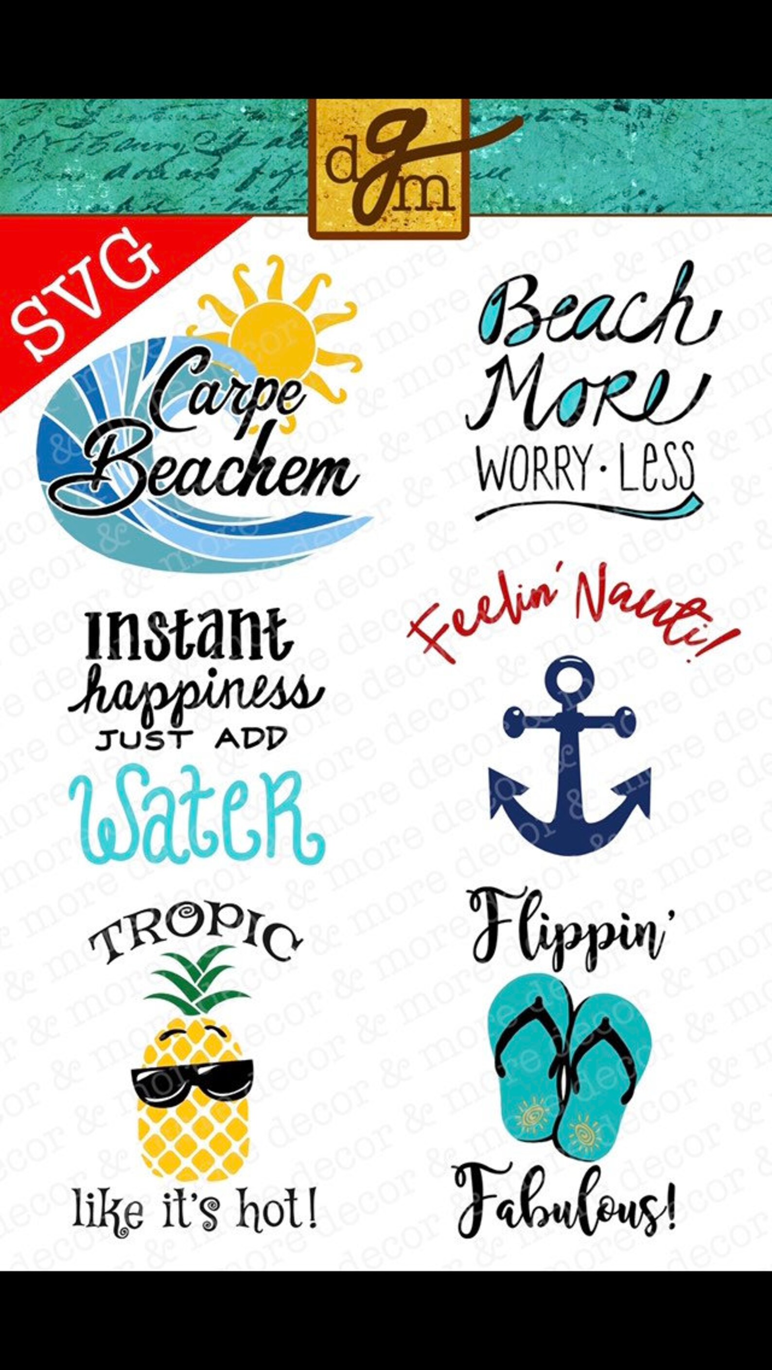 Summer Beach SVG Bundle, Beach SVG File Bundle, SVG Files for Cricut ...