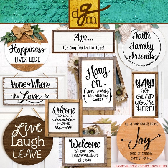Funny Door Sign SVG Bundle Welcome Sign SVG Bundle Front | Etsy