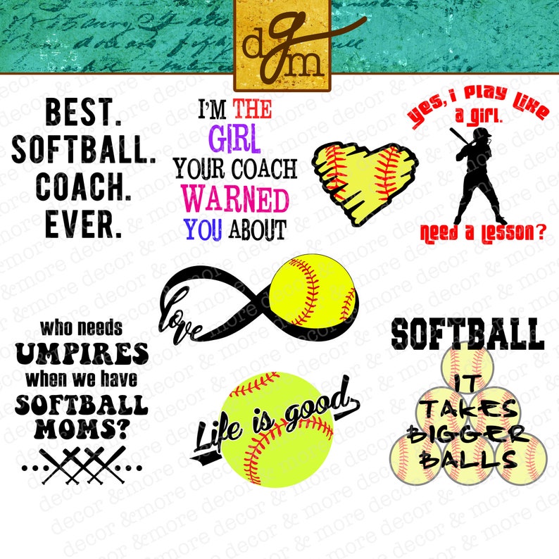Big Softball SVG Bundle, Eight Softball SVG Files, Softball Mom SVG ...