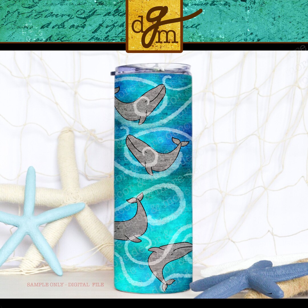 Whale Sublimation 20oz Tumbler Design, Beach Tumbler Wrap Sublimation ...