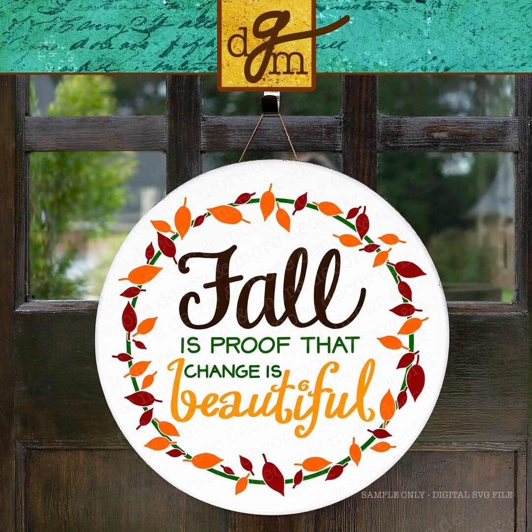 Fall Wreath SVG File, Fall Round Sign SVG, Fall Circle SVG File, Fall ...