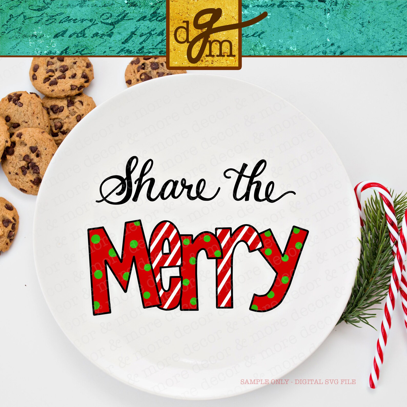 Merry SVG, Cookie Tin SVG Saying, Santa Cookie Plate SVG Cut File ...