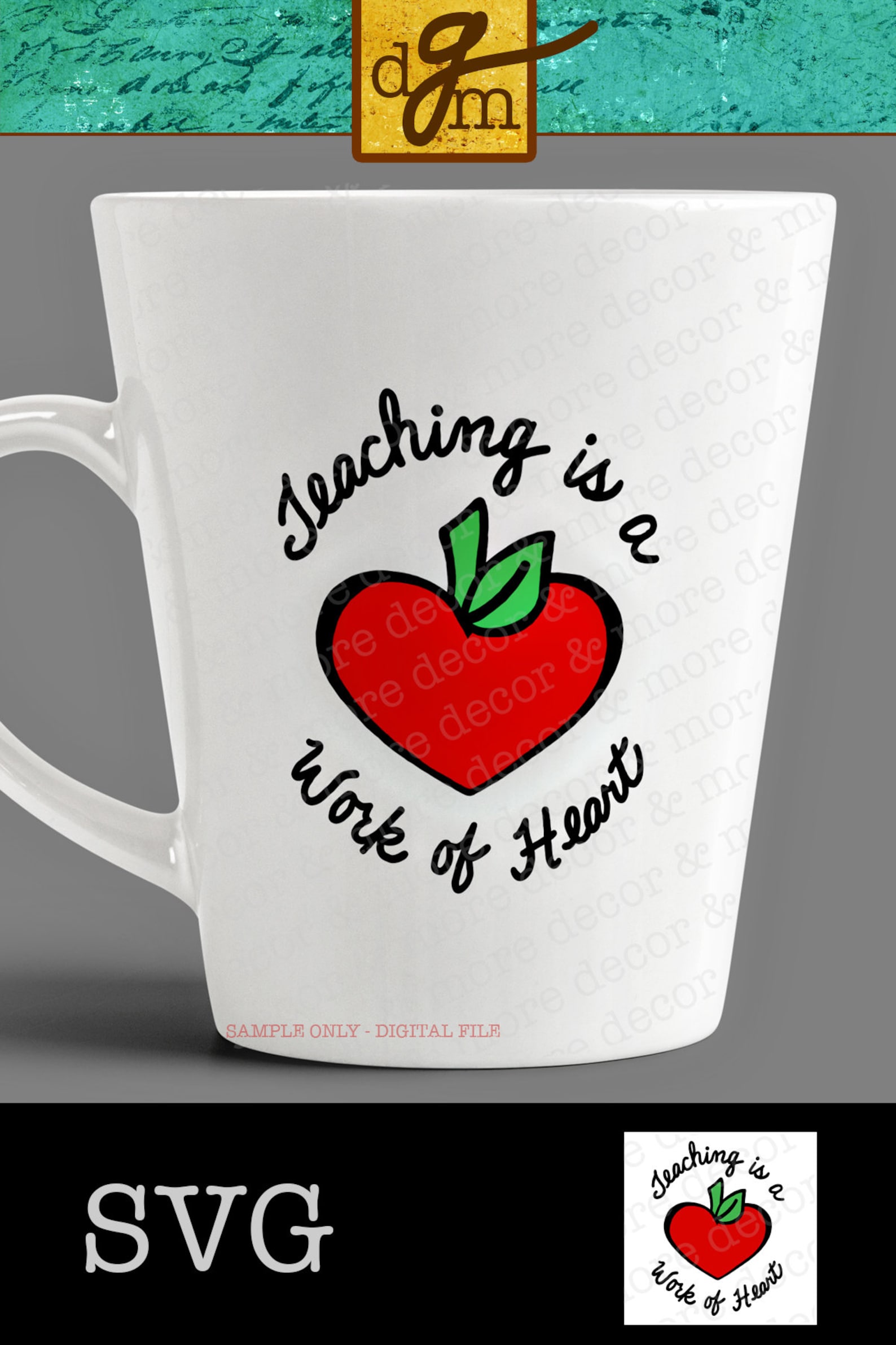 Teaching is a Work of Heart SVG File Teacher Saying SVG - Etsy