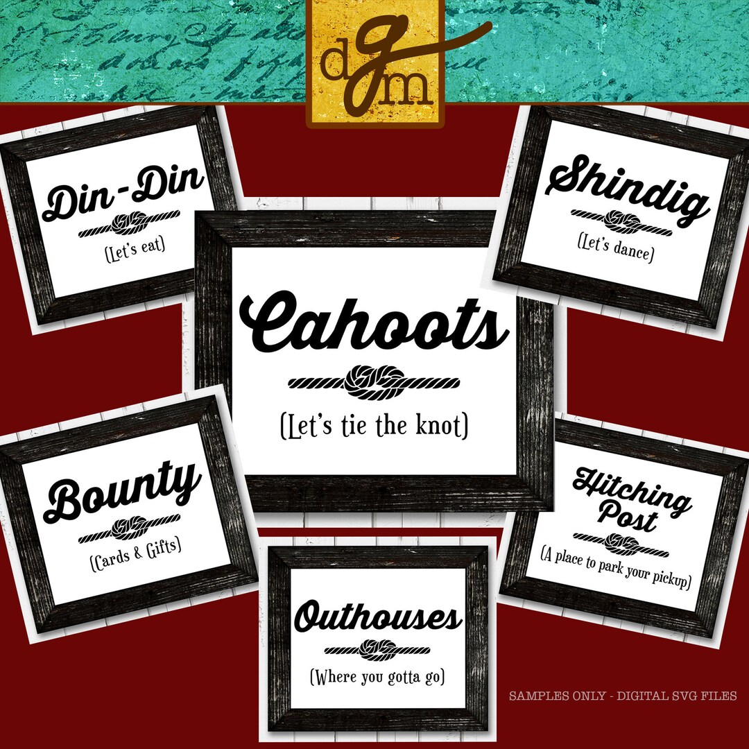Funny Rustic Wedding Sign SVG Bundle, Western Wedding SVG Files, Cowboy ...