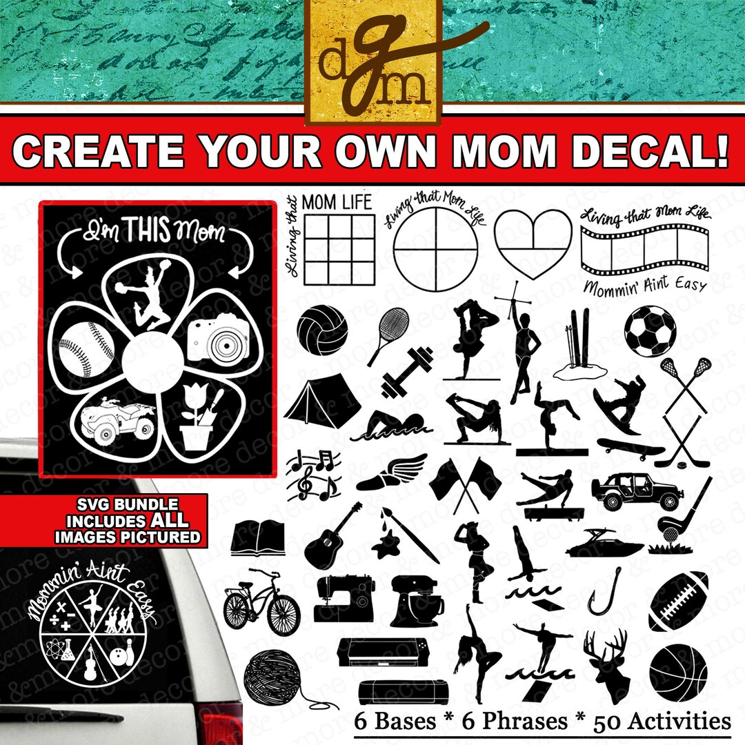 Mom SVG Bundle, Mom Decal SVG Kit, Mom Car Decal SVG, Mom Saying Svg ...