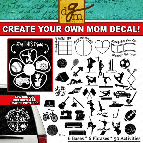 Mom SVG Bundle Mom Decal SVG Kit Mom Car Decal SVG Mom | Etsy