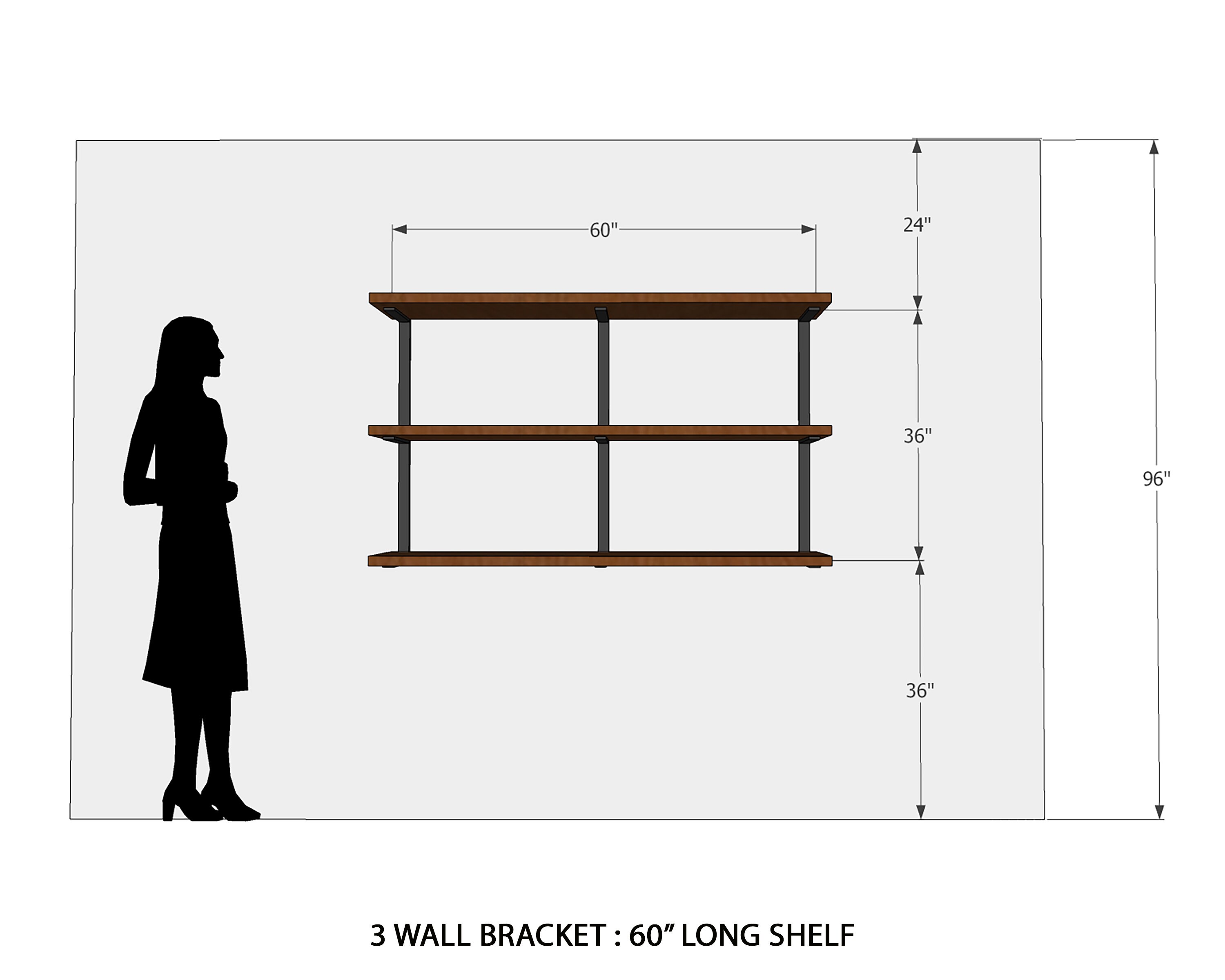 Wall-Mount Shelving Wall Bookshelves Custom 3 Shelf | Etsy