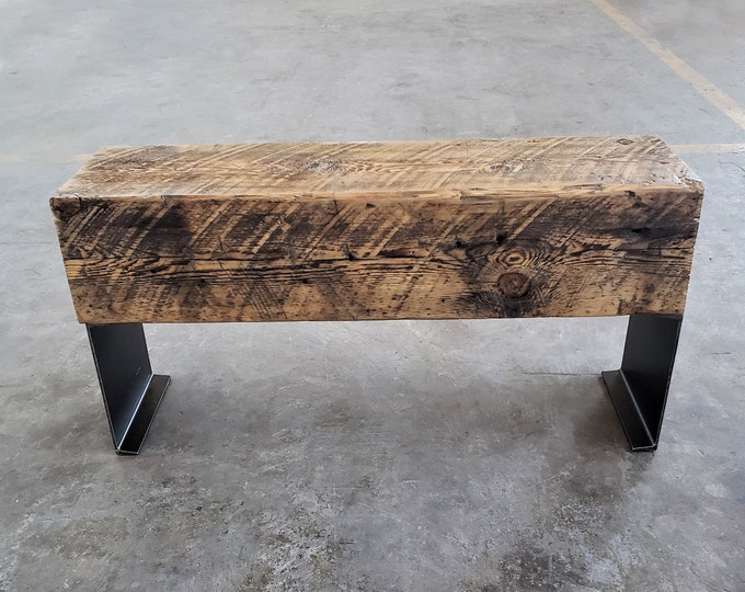 Simple Timber Bench Reclaimed Wood Bench Slab Bench Industrial Bench ...