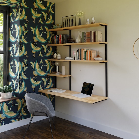 Suspended desk shelf store