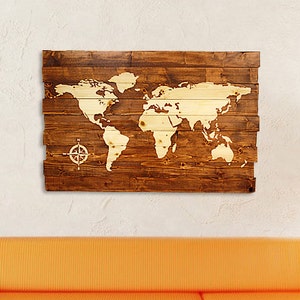 Large World Map Living Room Decor Original Art Work Wanderlust - Etsy