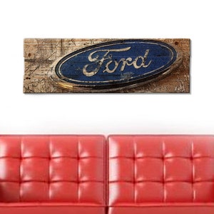 Ford Car Wall Art on Solid Wood Boards - 32" X 11" Automobile Decor ...