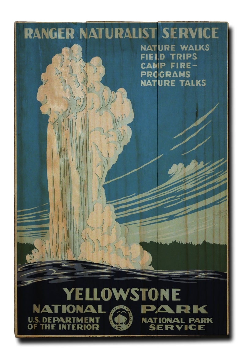 Vintage Yellowstone National Park Poster Wall Art on Solid - Etsy