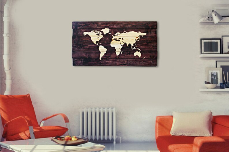 Push Pin World Map Contemporary Wall Art Original Art Work - Etsy
