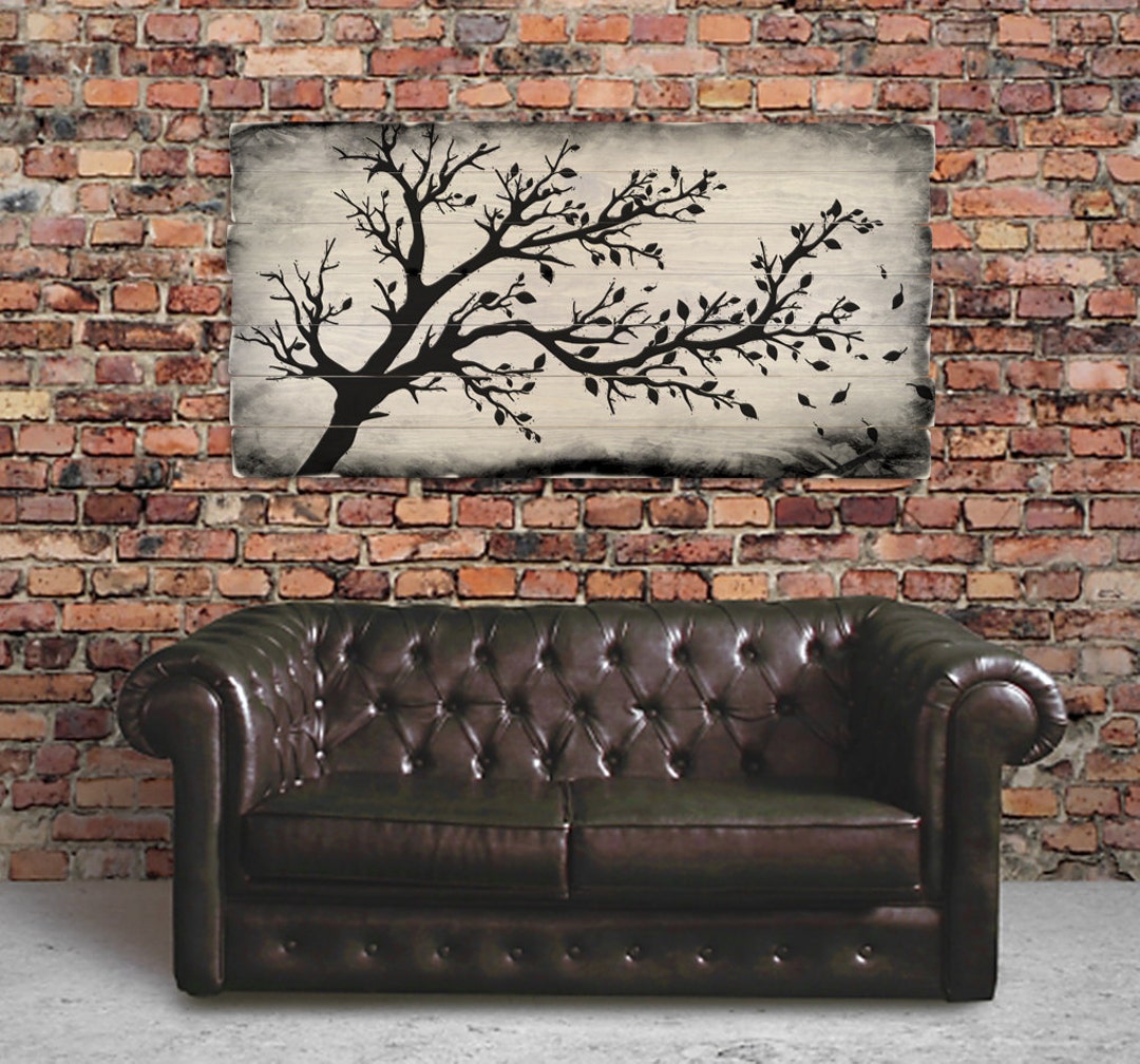 Tree Branch Art on Distressed Sold Wood Boards 49 X 25 Nature, Trees ...