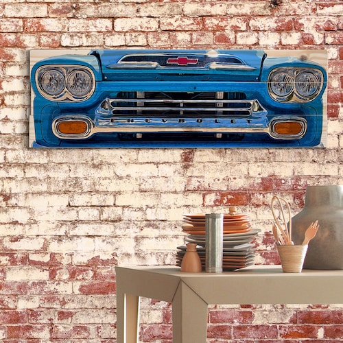 Large '49 Chevy Pick-up Truck Wall Art on Solid Wood - Etsy