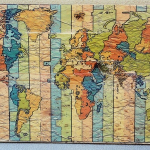 Map Art Time Zone Map Colorful Wall Decor Living Room Large World Map ...