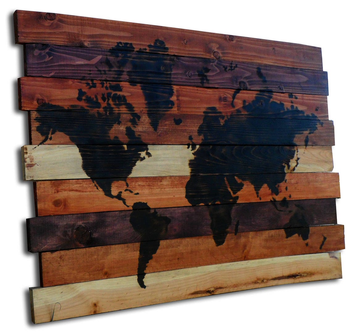 Large World Map Wood Burning Art Pyrography Art Contemporary - Etsy