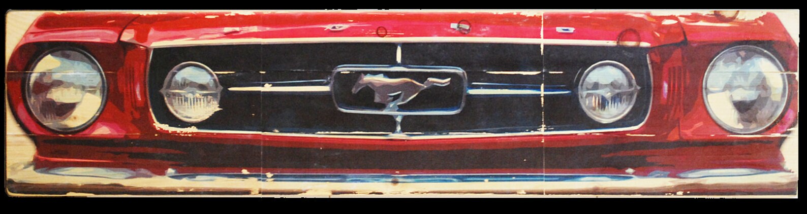 Large Ford Mustang Car Wall Art on Solid Wood Boards - 48" X 11 ...