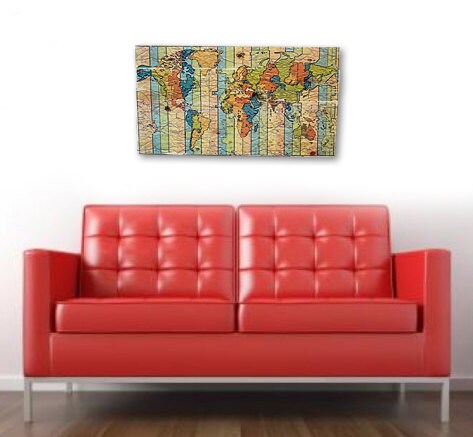 Map Art Time Zone Map Colorful Wall Decor Living Room Large - Etsy Canada