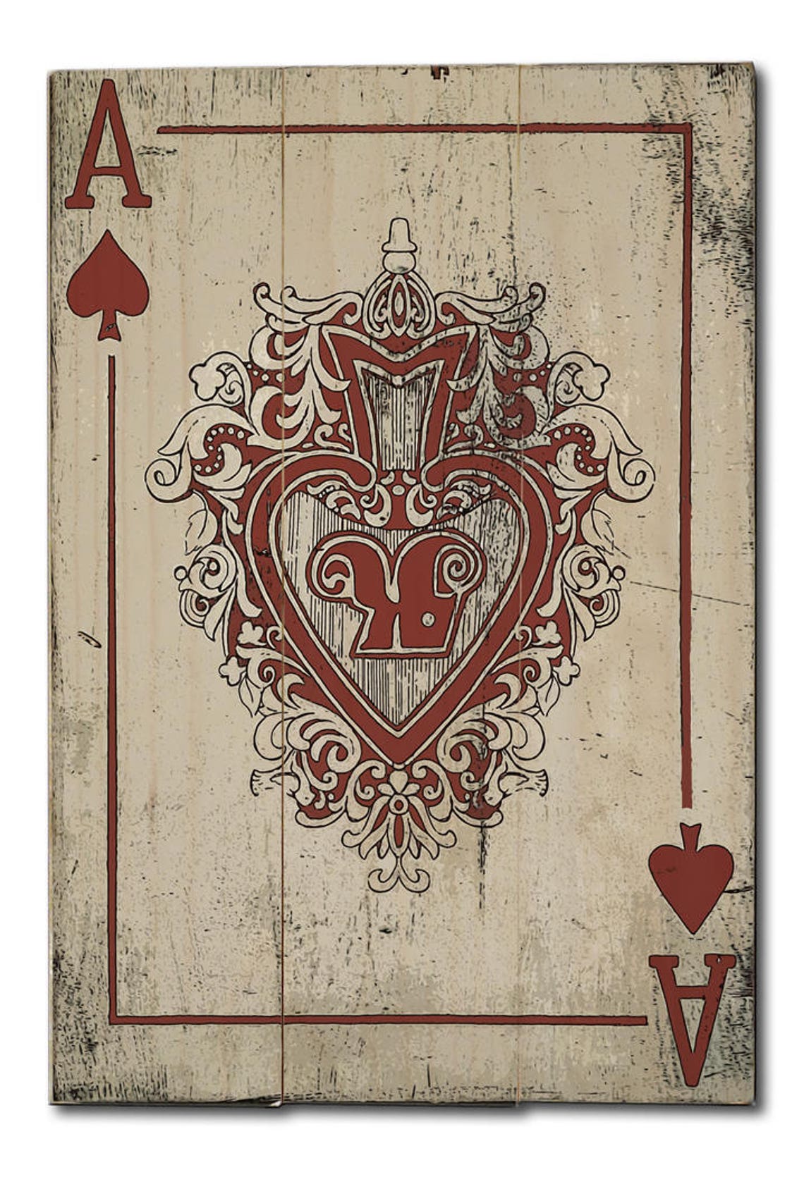 Vintage Playing Cards Wall Art Retro Las Vegas Decor on Distressed ...