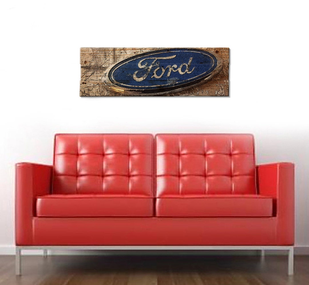 Ford Car Wall Art on Solid Wood Boards - 32" X 11" Automobile Decor ...